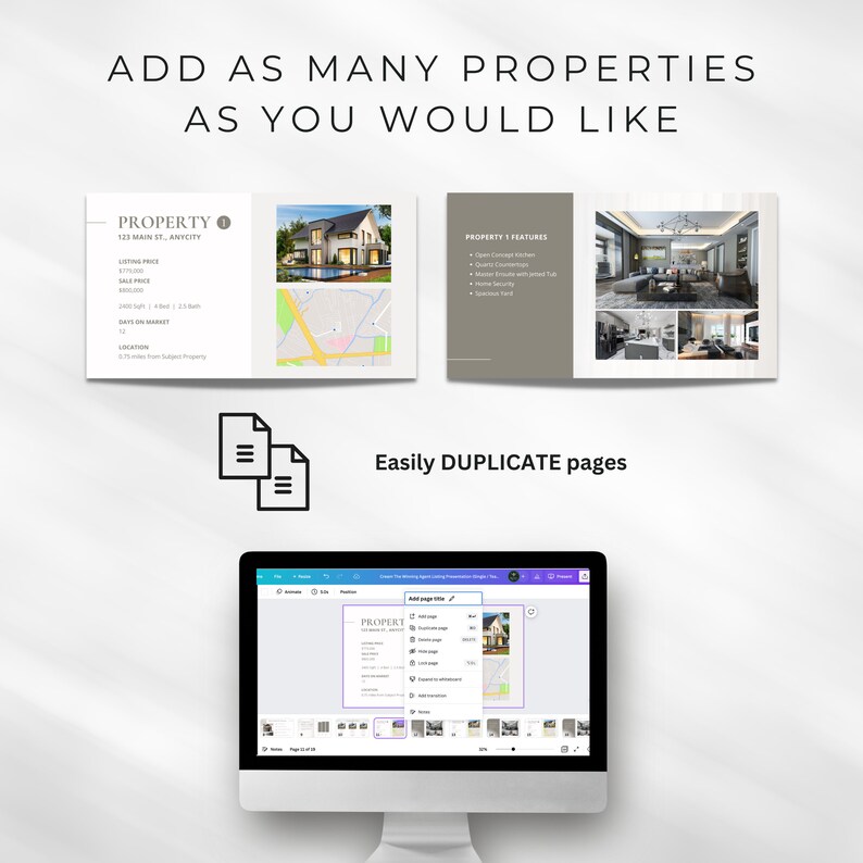 Listing Presentation, Editable Digital Template, Pre Listing Packet, Realtor Marketing, Canva ...