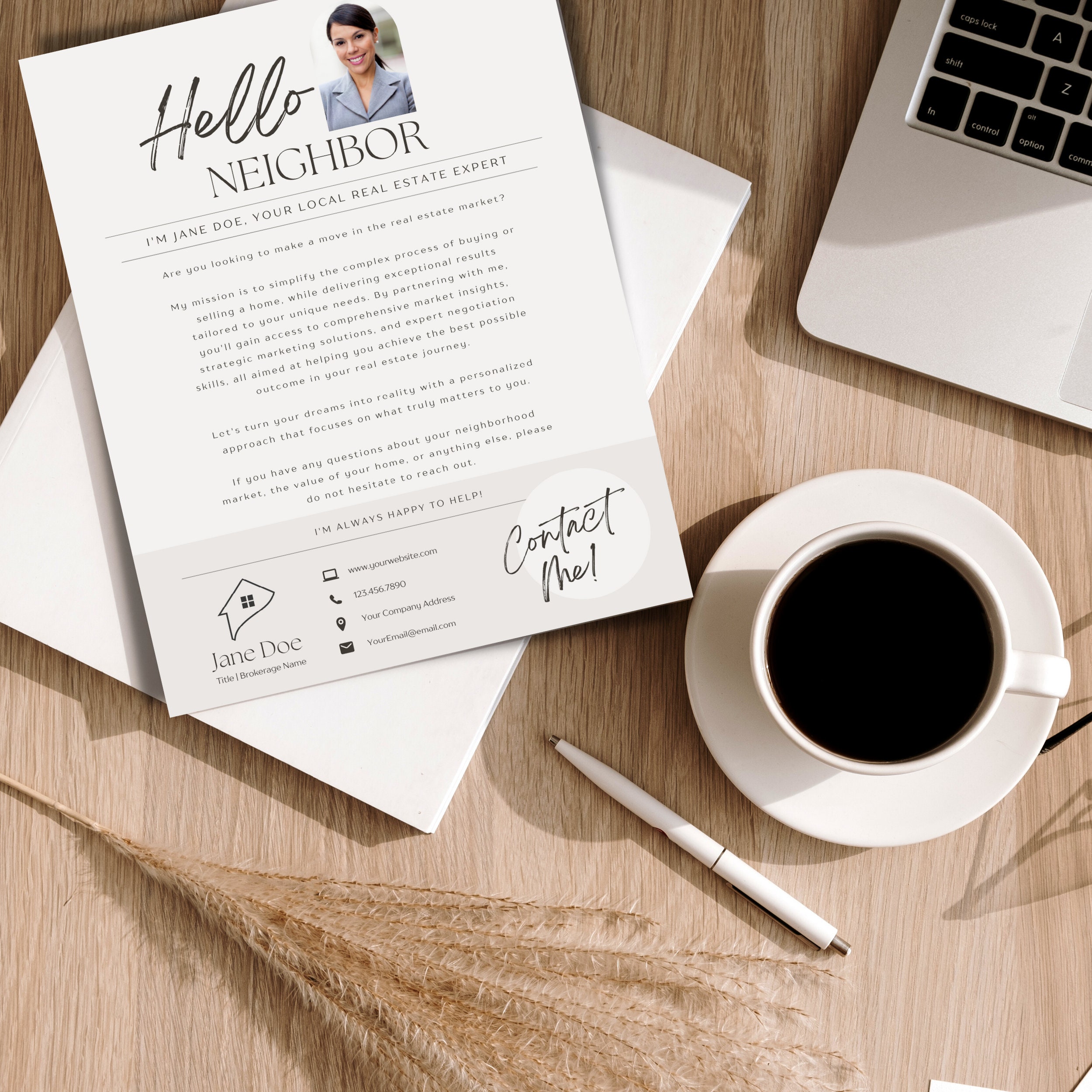 Editable Real Estate Farming Letter Template: Hello Neighbor Mailer ...