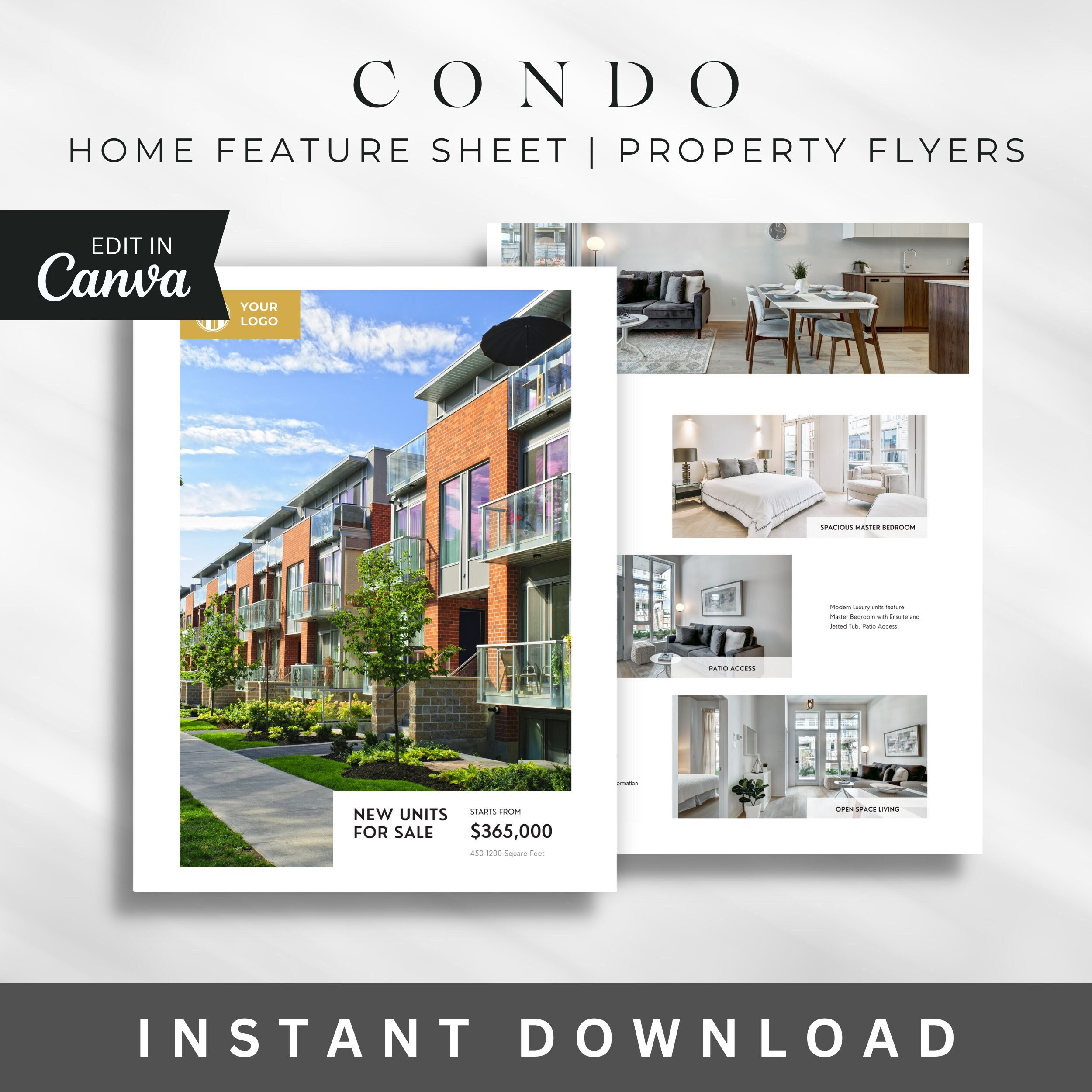 Condo Feature Sheet Property Flyer, Digital Real Estate Template ...
