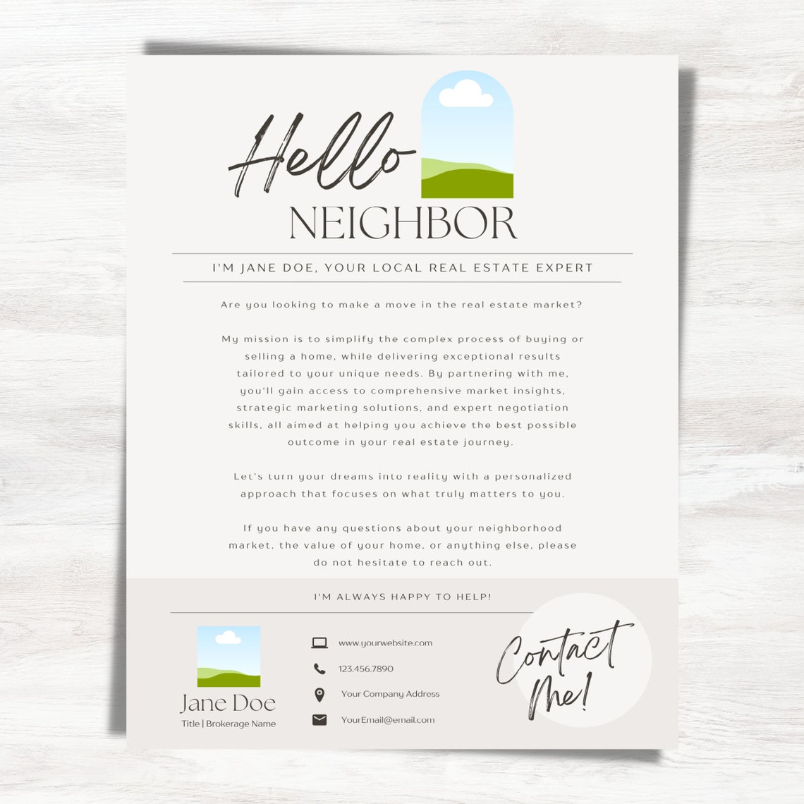 Hello Neighbor Real Estate Farming Letter, Real Estate Mailers, Realtor ...