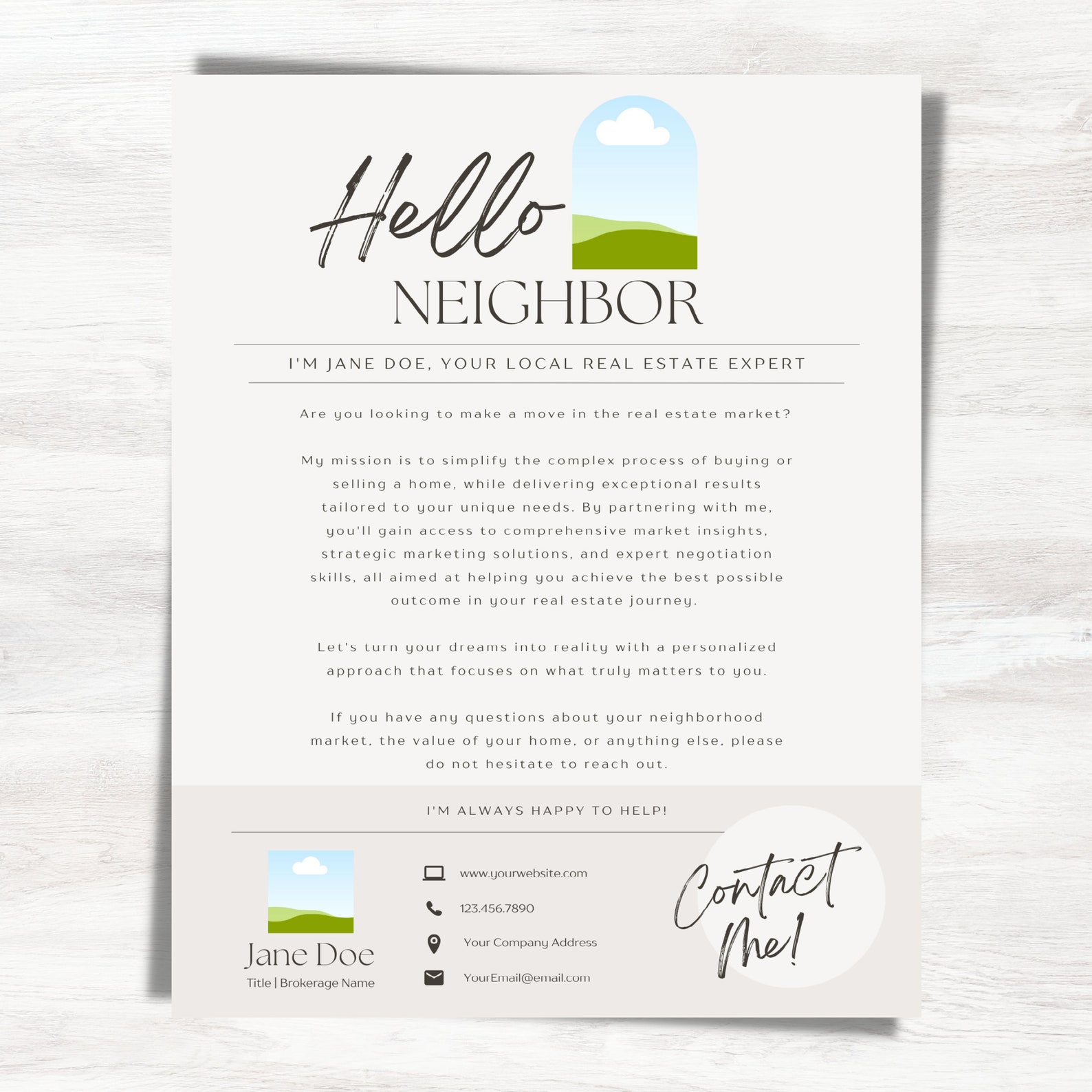 Editable Real Estate Farming Letter Template: Hello Neighbor Mailer ...