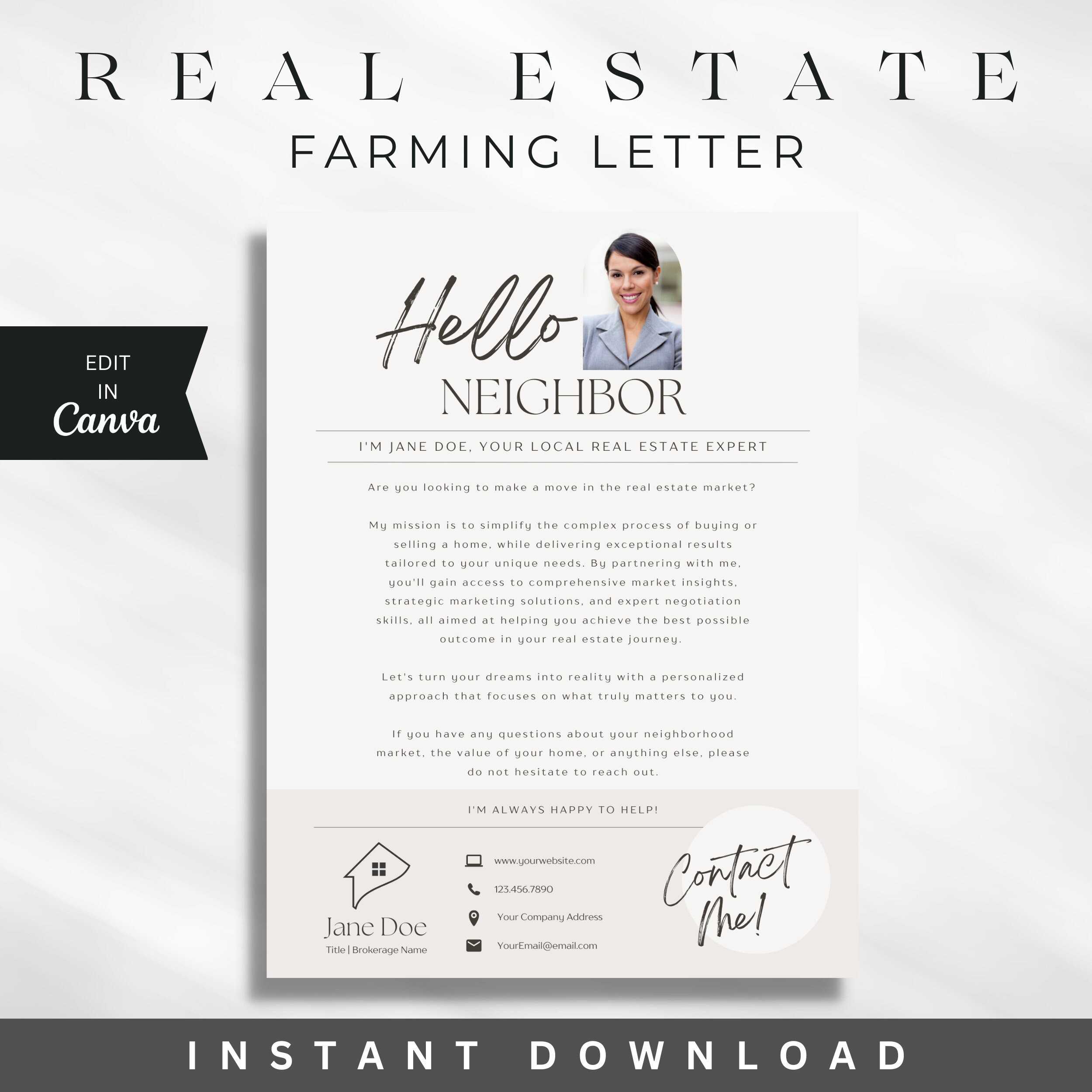 Editable Real Estate Farming Letter Template: Hello Neighbor Mailer ...