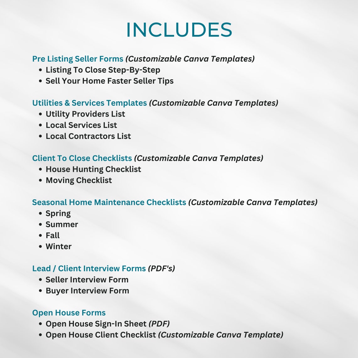 Modern Realtor Checklist Forms Bundle, Canva Templates, Realtor Guide ...