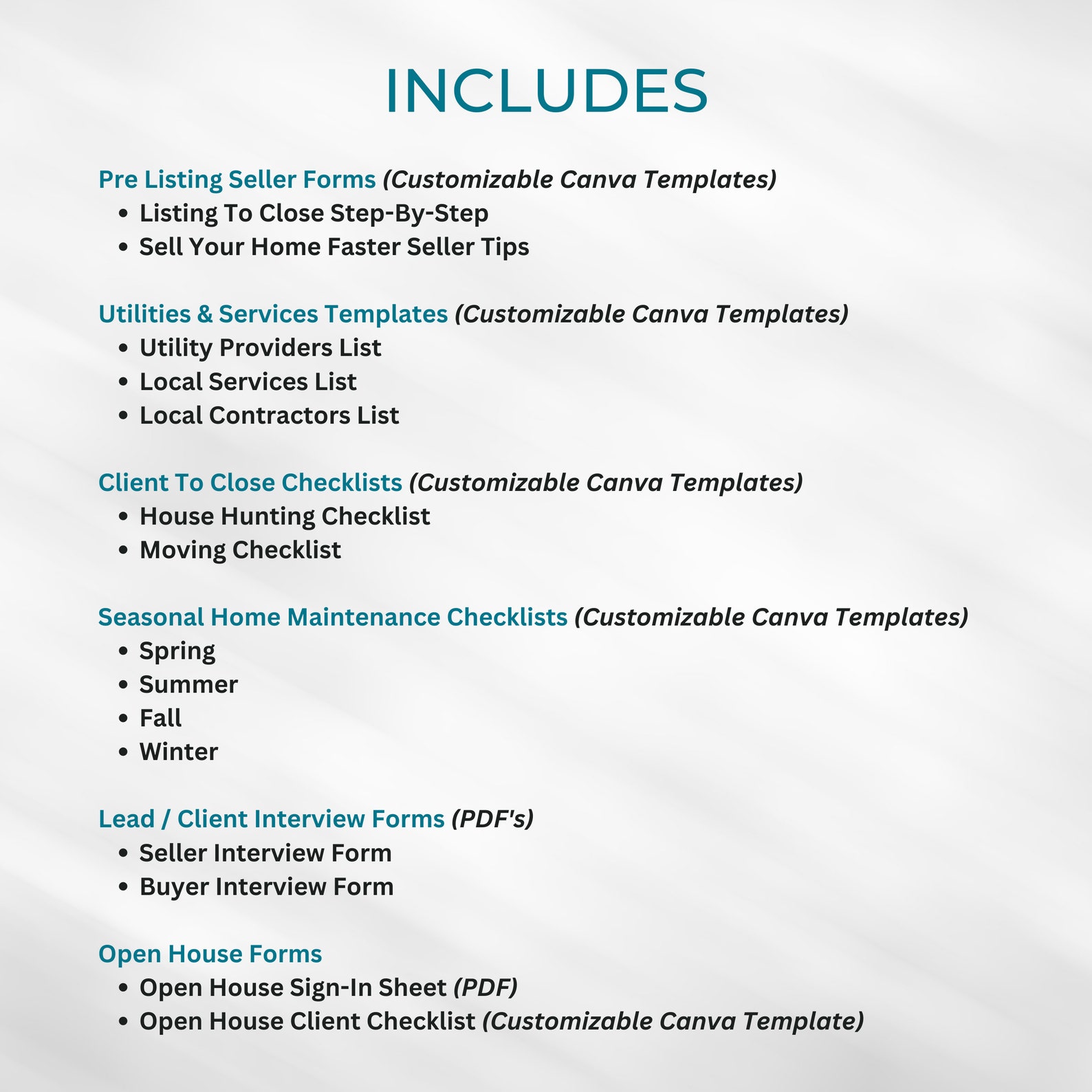 Modern Realtor Checklist Forms Bundle, Canva Templates, Realtor Guide ...