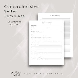 Home Buyer Seller Interview Forms, Questionnaire, Real Estate Marketing ...