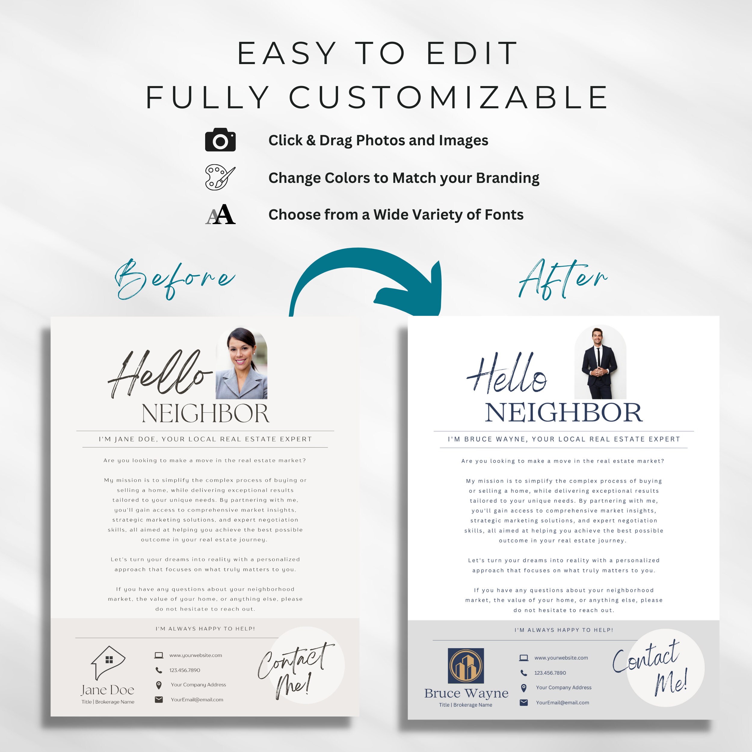 Editable Real Estate Farming Letter Template: Hello Neighbor Mailer ...