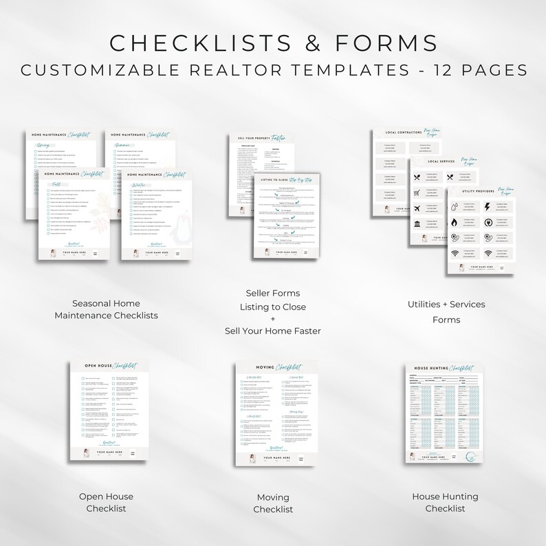 Modern Realtor Checklist Forms Bundle, Canva Templates, Realtor Guide ...