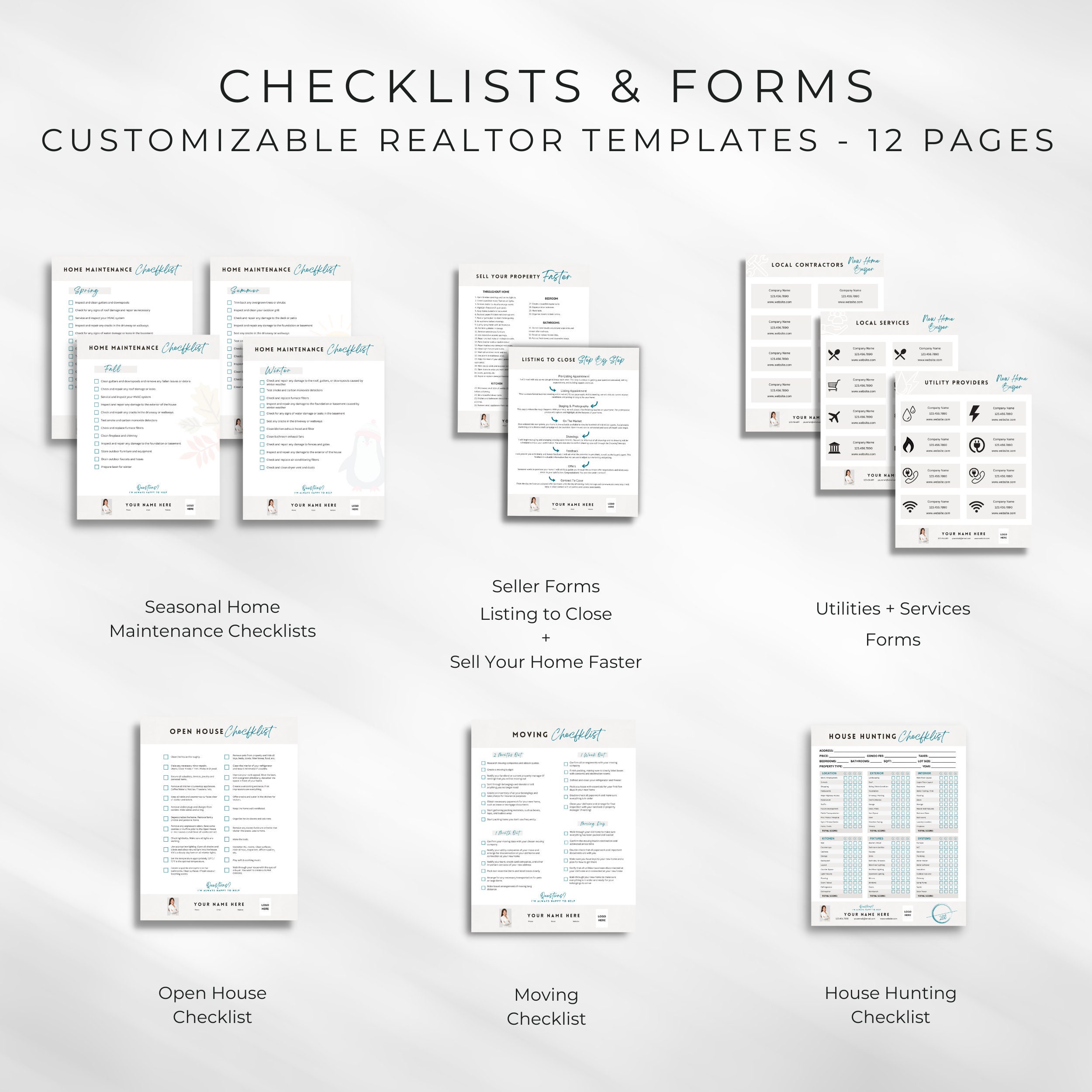 Modern Realtor Checklist Forms Bundle, Canva Templates, Realtor Guide ...