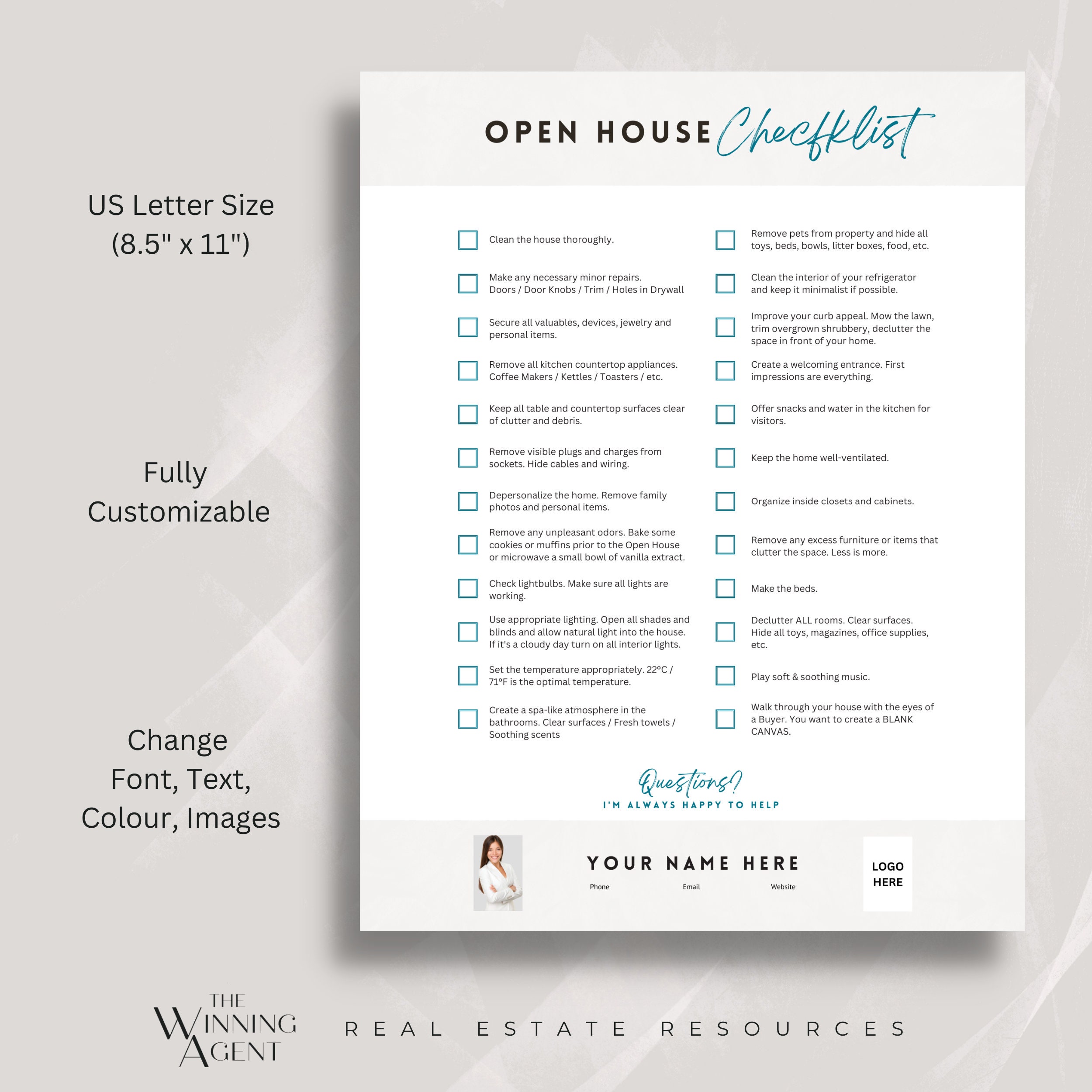 Realtor Open House Checklist: Canva Template (printable) - Etsy