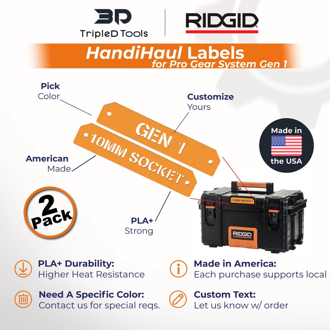 Tripled Tools Handihaul Labels for Ridgid Pro Gear System Gen 1.0 Made ...