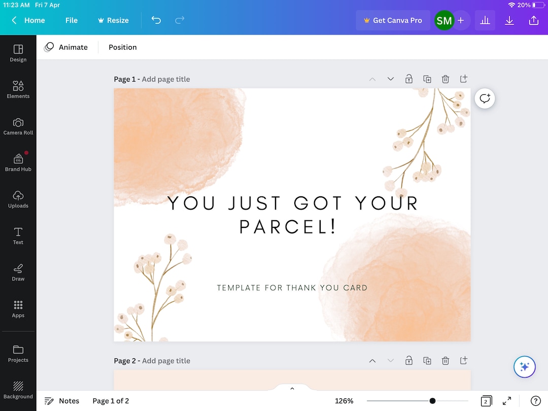 Thank You Card Template Canva Digital Product - Etsy