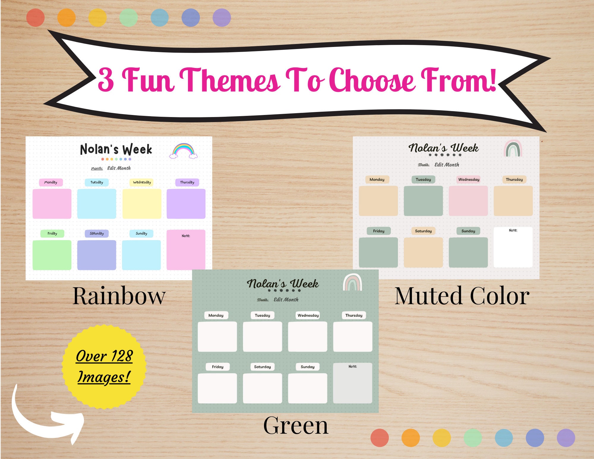 Personalized Toddler Calendar Planner Download Green - Etsy