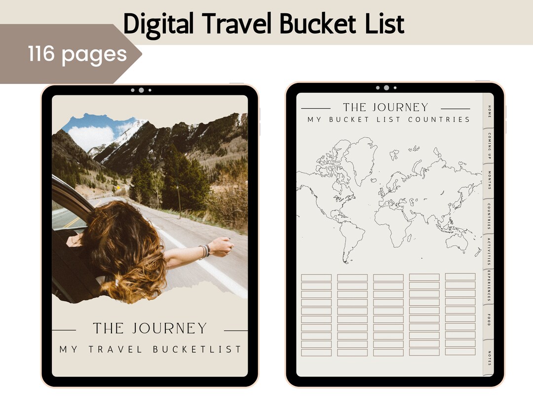 Digital Travel Bucket List Digital Travel Journal Goodnotes Notability ...