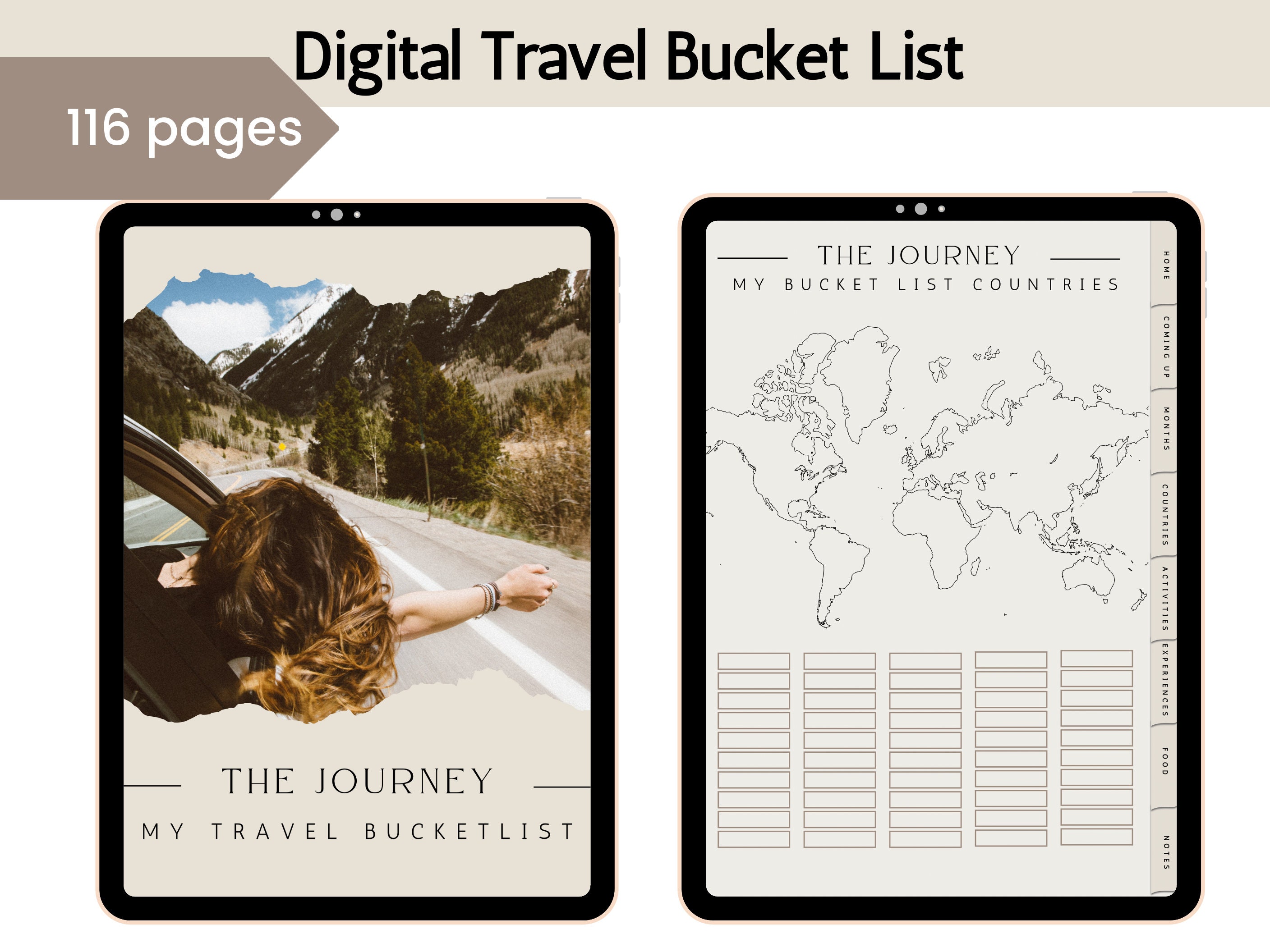 Digital Travel Bucket List Digital Travel Journal Goodnotes Notability ...