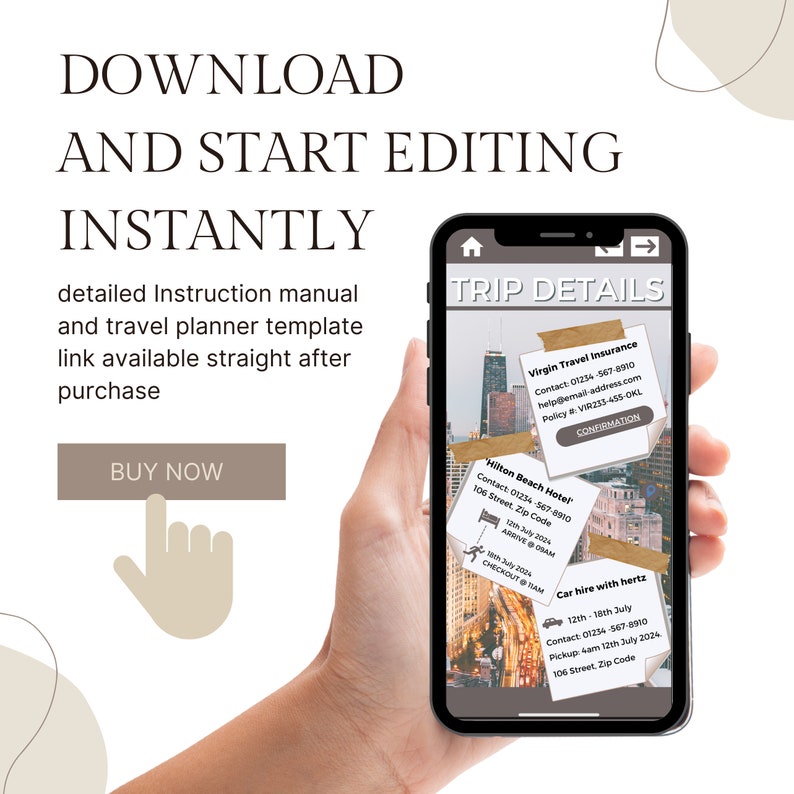 7-day Travel Itinerary Template Mobile, Editable Travel Template ...