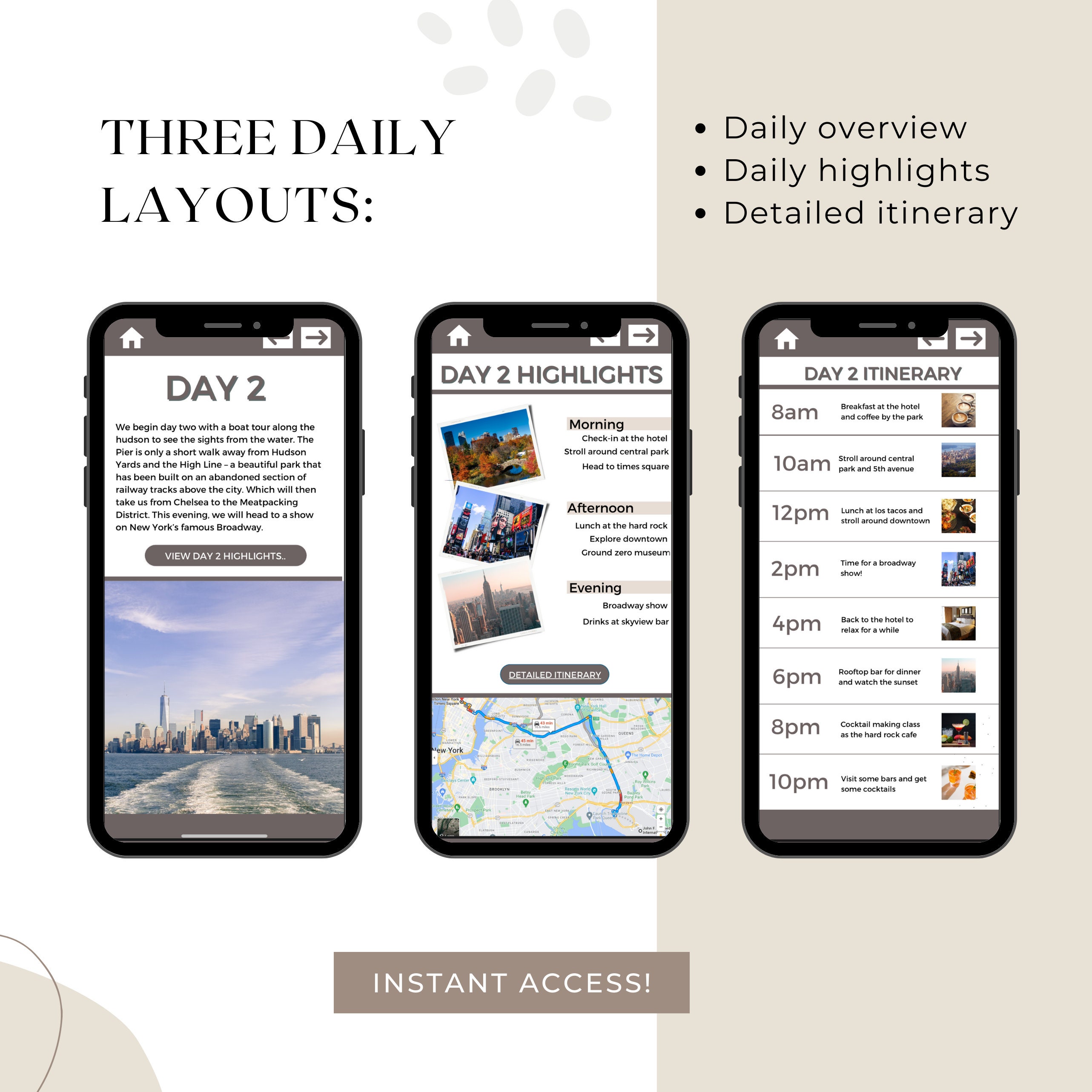 3-day Travel Itinerary Template Mobile, Editable Travel Template ...