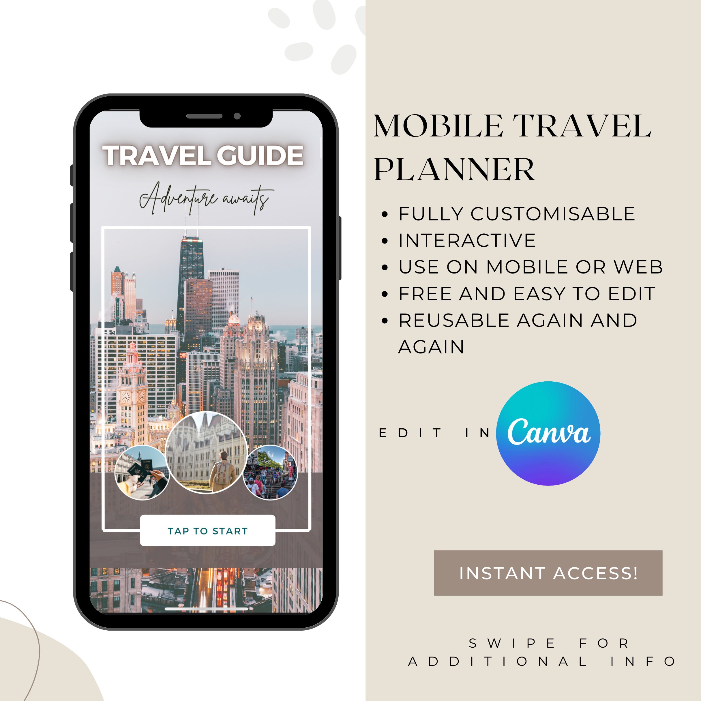 3-day Travel Itinerary Template Mobile, Editable Travel Template ...