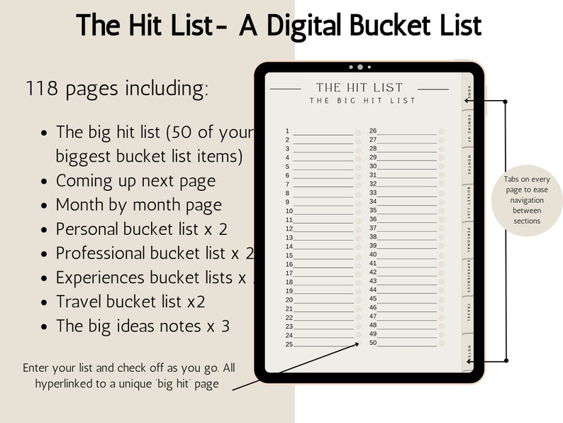 Digital Bucket List | Bucket List | Digital Journal | Goodnotes ...