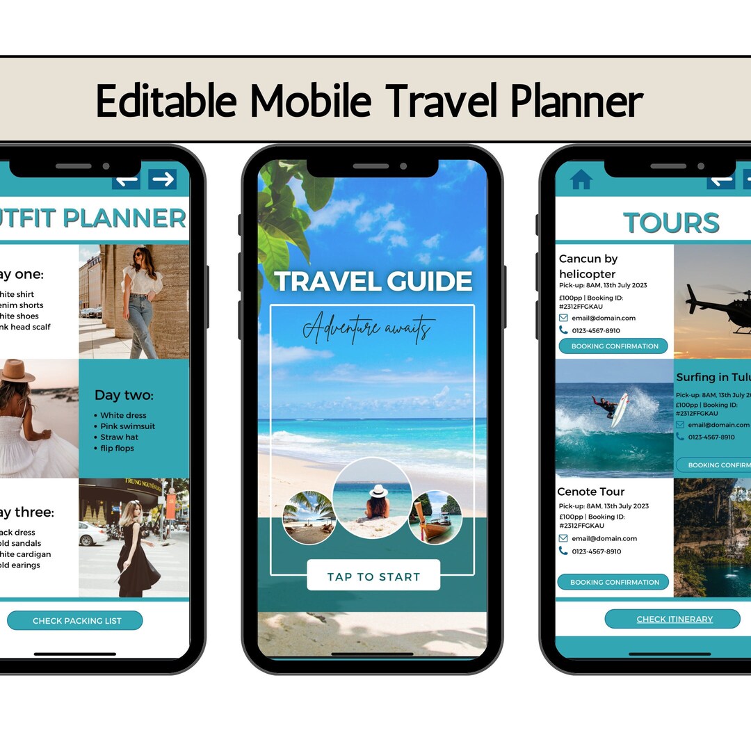 3-day Travel Itinerary Template, Mobile Travel Planner, Editable Travel ...
