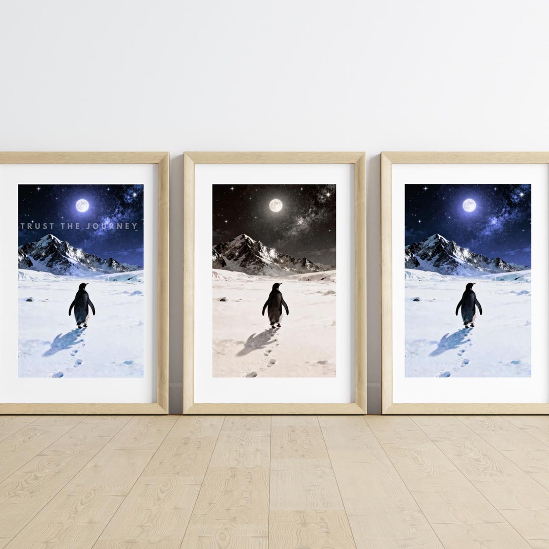 Penguin Journey Art Print Set – Inspirational Wall Art (digital ...