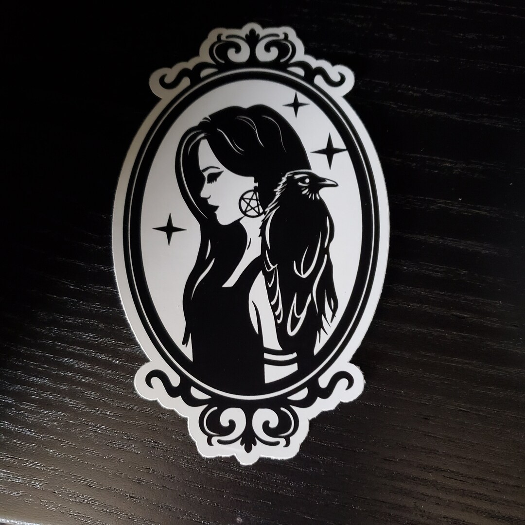 Girl With Raven Vinyl Sticker//decal - Etsy