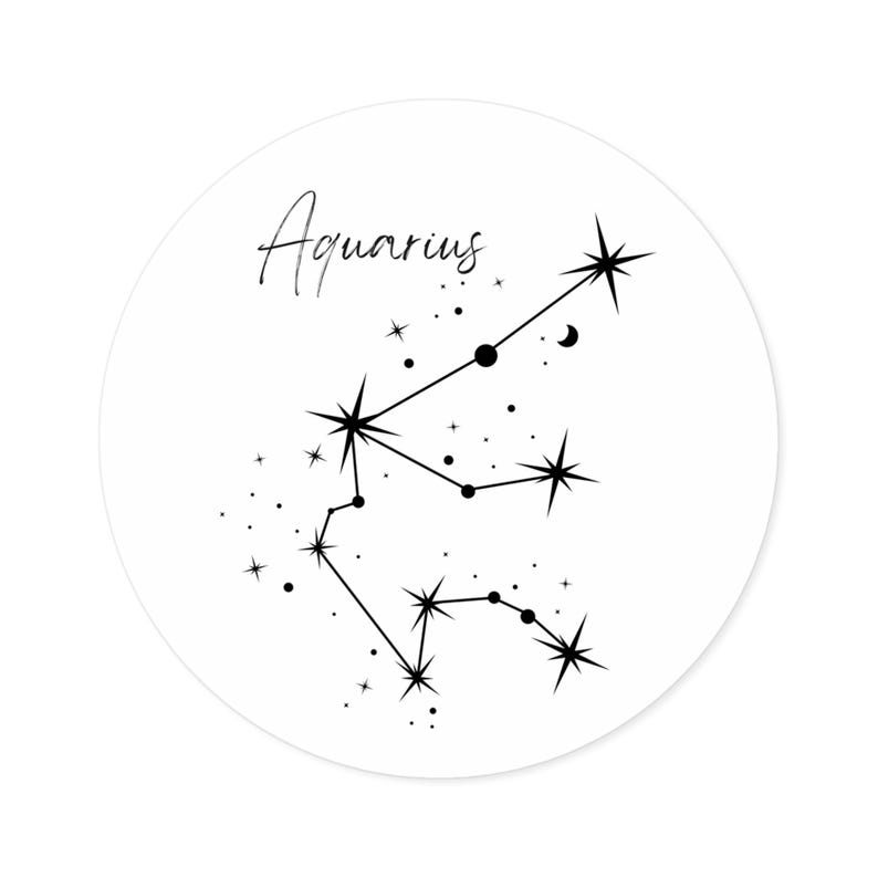 Aquarius Star Sign Round Sticker - Etsy