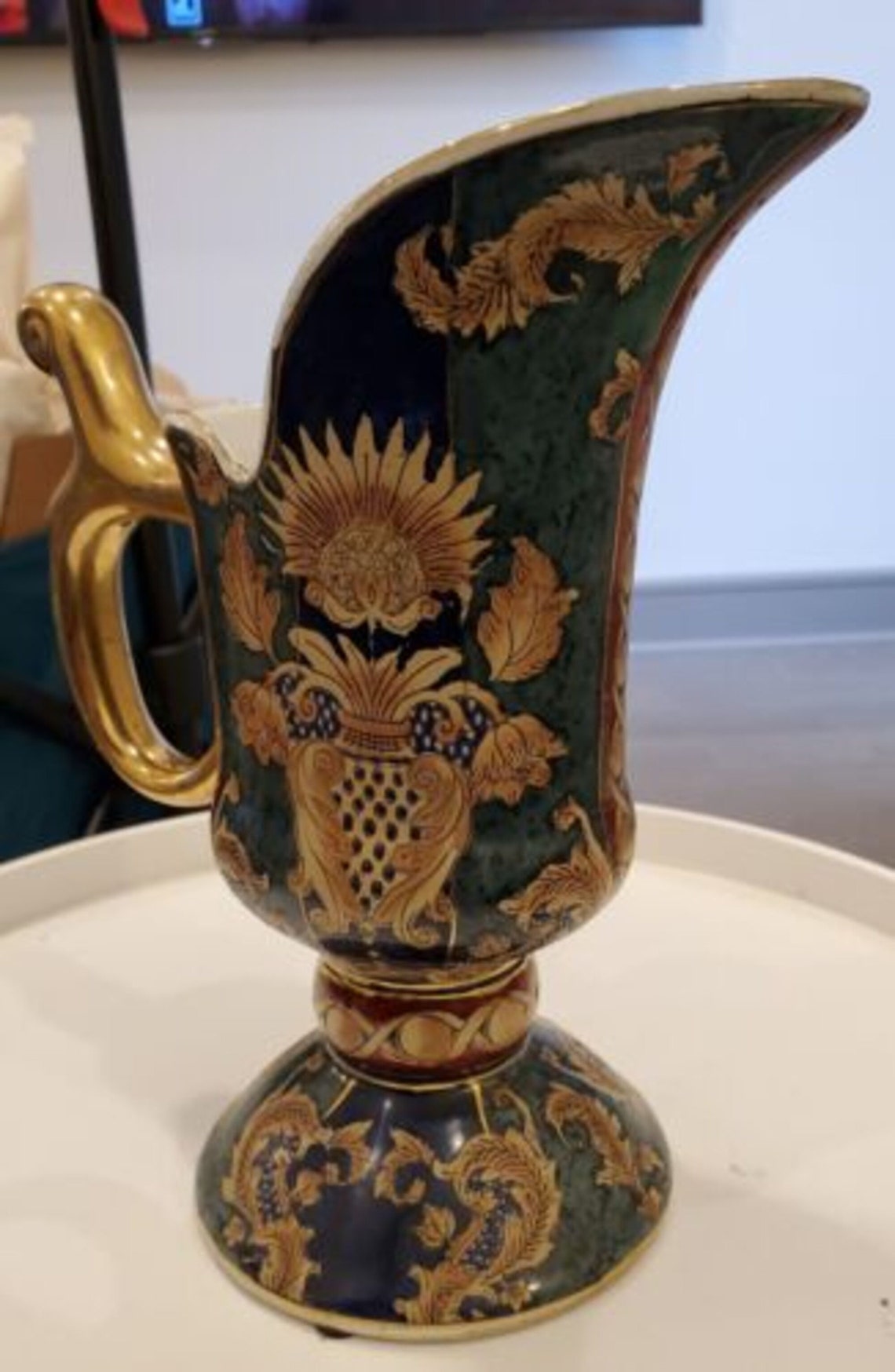 Oriental Accents Tradition Leaf Design Decorative Pitcher / Vase With ...