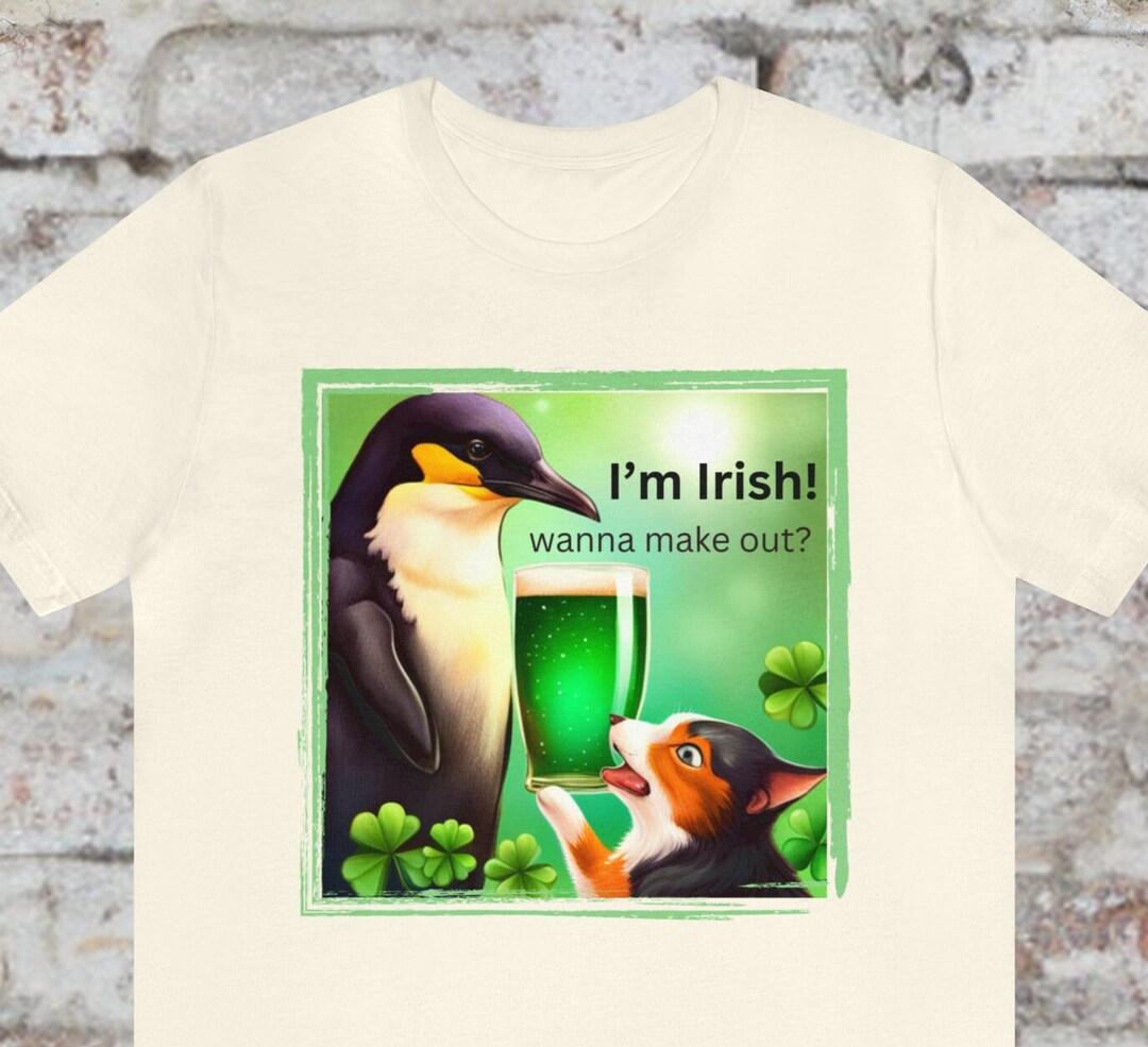 Penguin and Puppy Irish Tee Kiss Me Shirt Casual Graphic - Etsy
