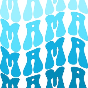 FIVE Retro Wavy Letter Mama, Sublimation Mama Curvy Letter Design ...