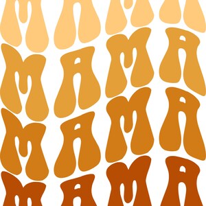 FIVE Retro Wavy Letter Mama, Sublimation Mama Curvy Letter Design ...