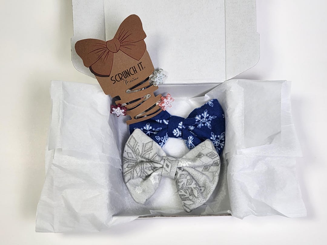 NEW Christmas Hair Accessory Gift Box for Girls With 2 Soft Flannel ...