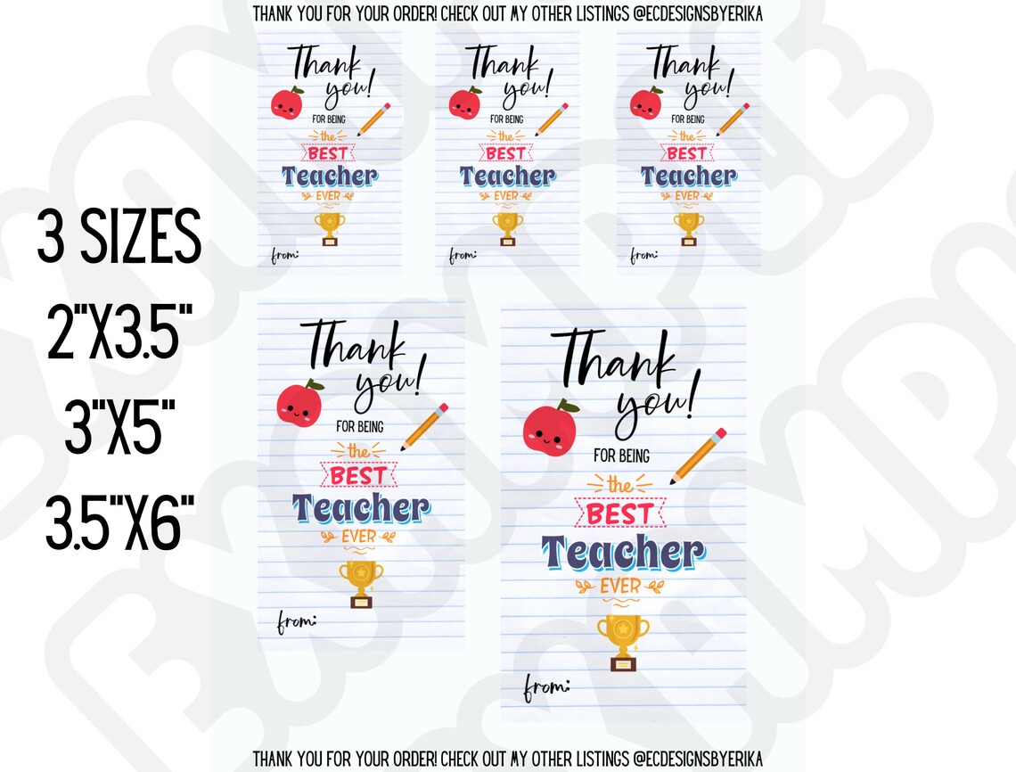 Teacher Appreciation Week Printable PDF, Teacher Gift Tag, End of Year ...