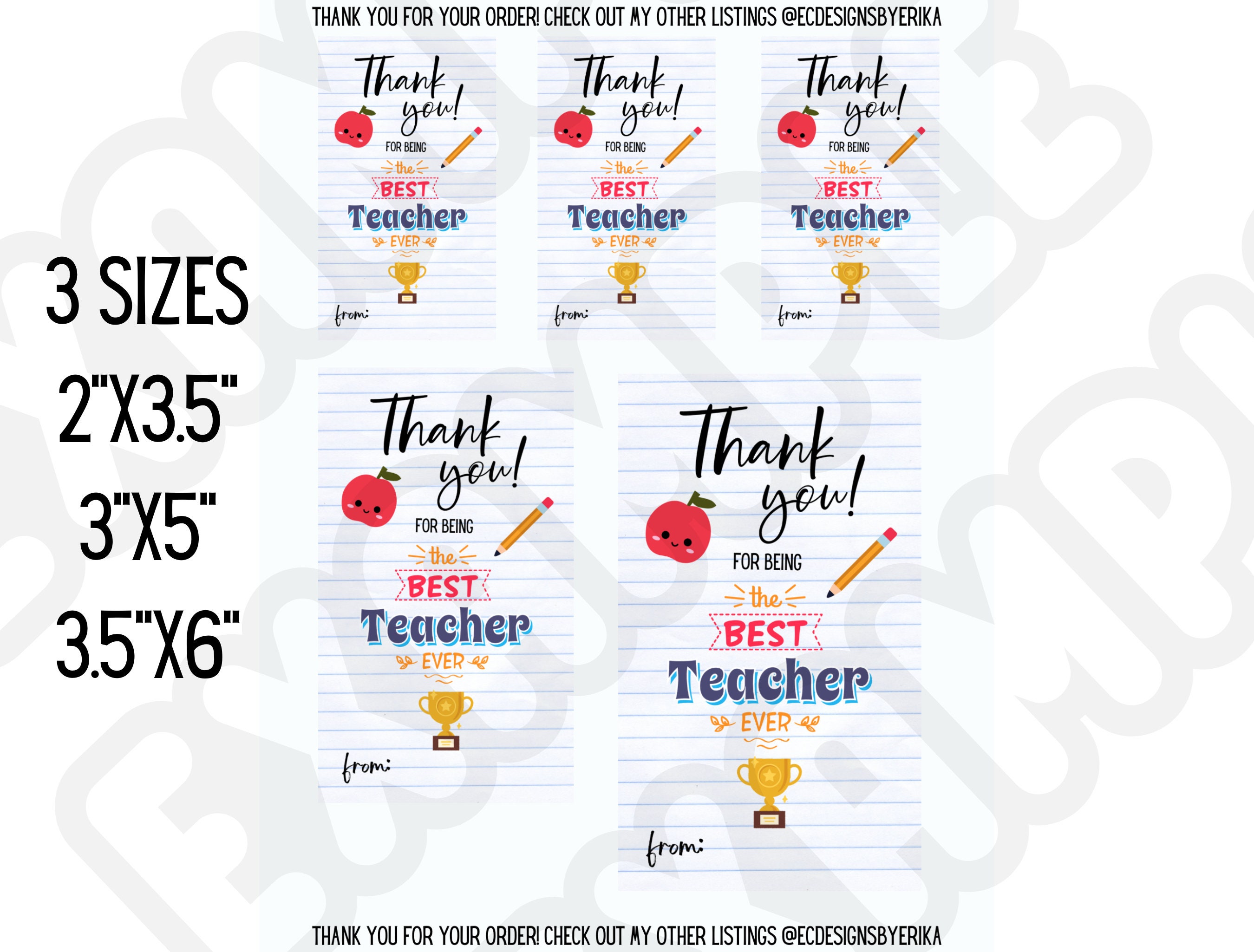 Teacher Appreciation Week Printable PDF, Teacher Gift Tag, End of Year ...