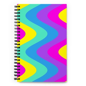 Downtown Neon Sign Waves Spiral Notebook - Etsy