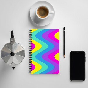Downtown Neon Sign Waves Spiral Notebook - Etsy