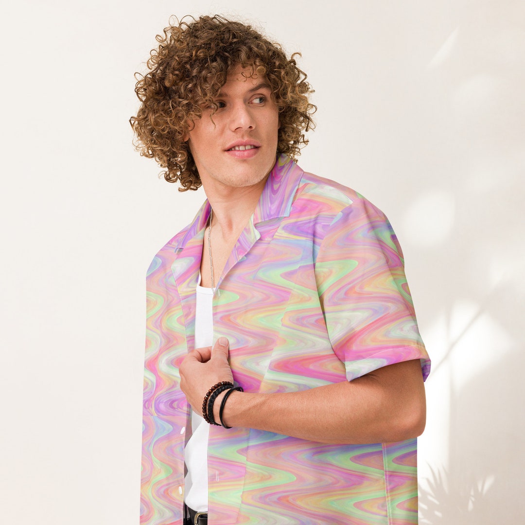 Pastel Star Burst Waves Unisex Button Shirt - Etsy