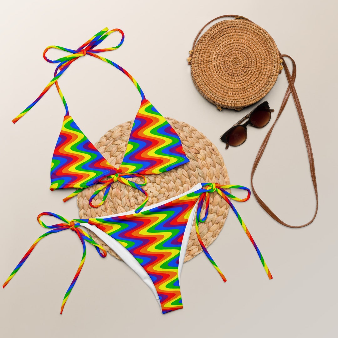 Traditional Simple Pride Flag All-over Print Recycled String Bikini - Etsy