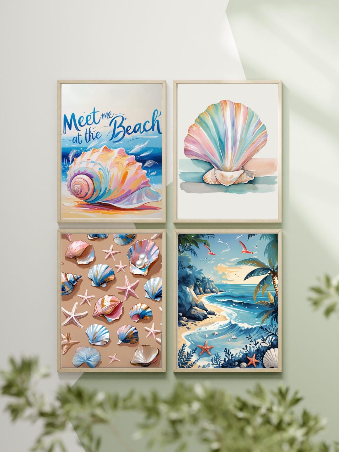 Beach Wall Art Digital | Coastal Seashell Print | Nautical Home Decor ...