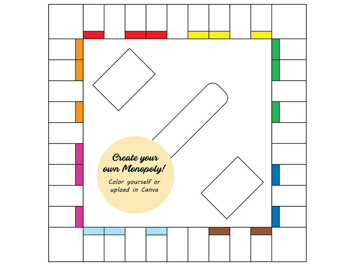 Monopoly Board Game Template - Etsy