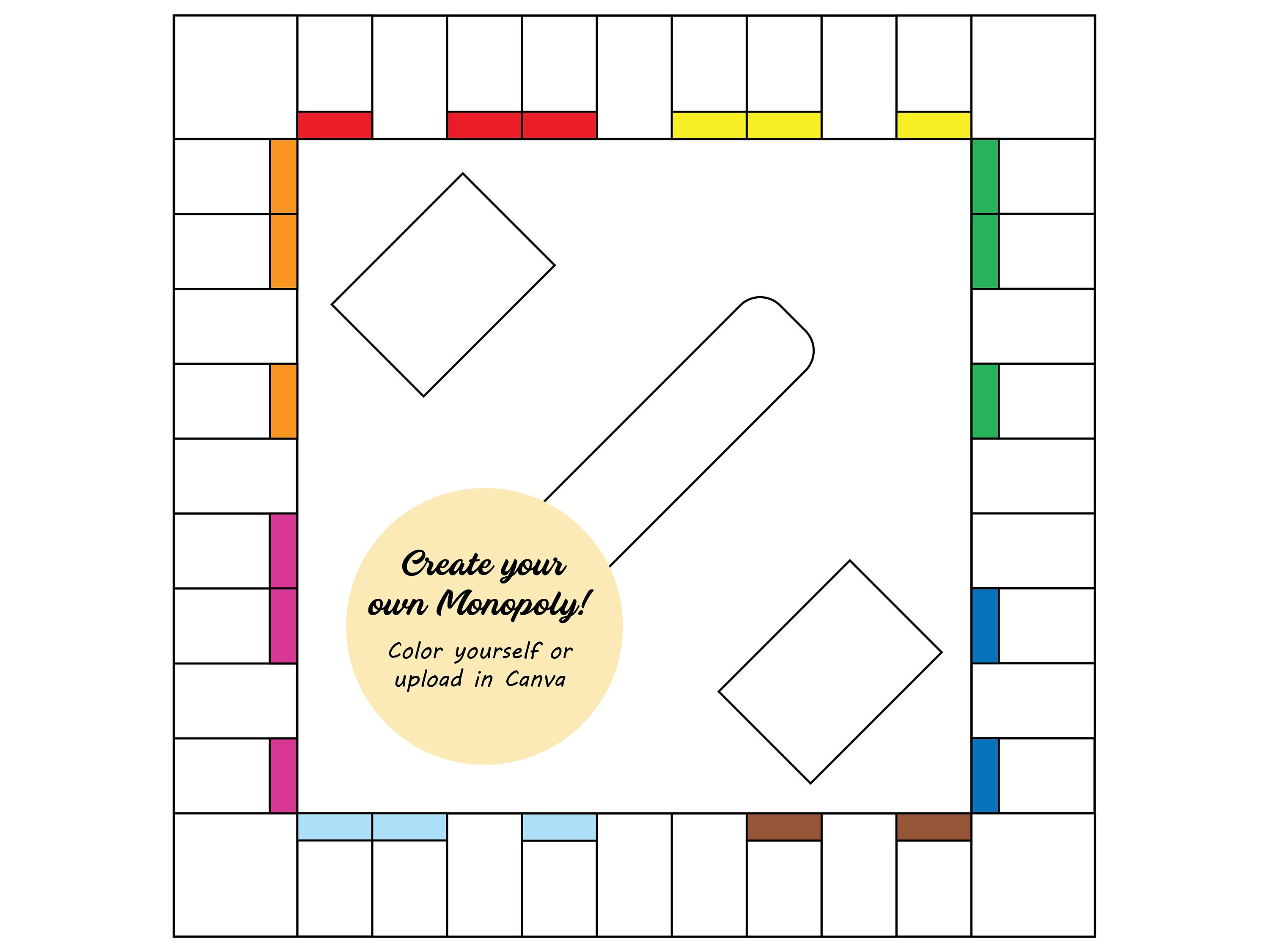 Monopoly Board Game Template - Etsy