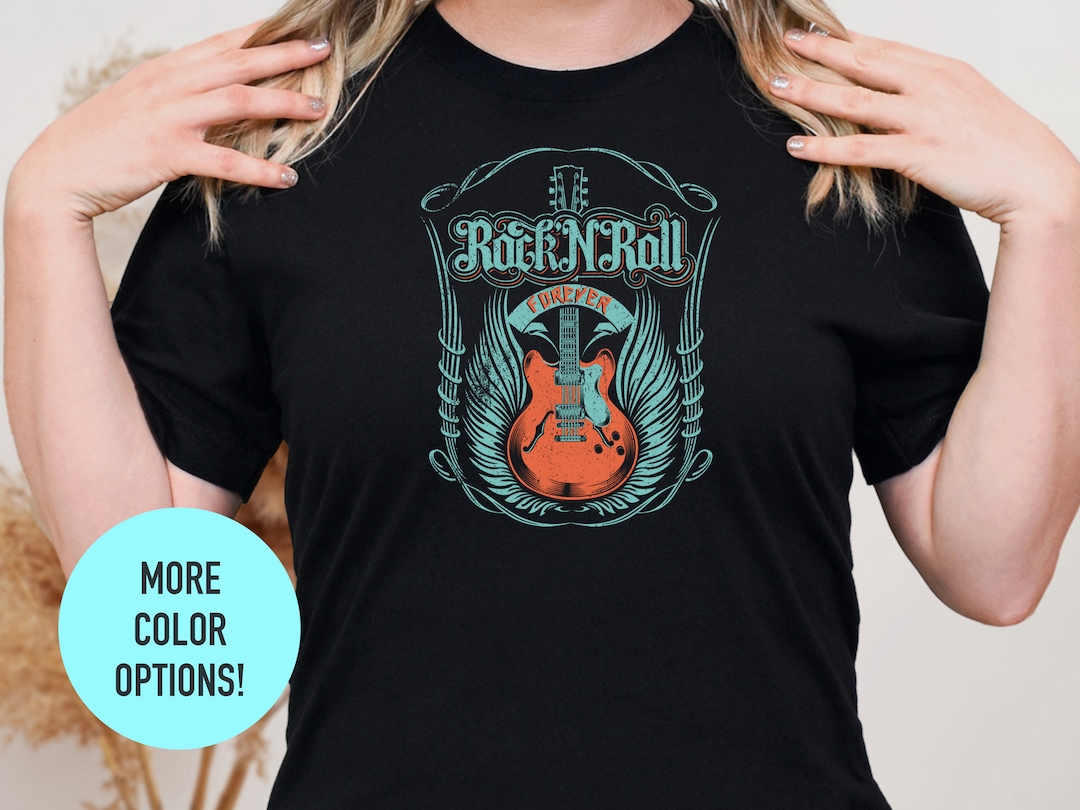 Rock N Roll Tee,vintage Style Rock and Roll Shirt, Guitar Shirt, Rock & Roll T-shirt, Music ...