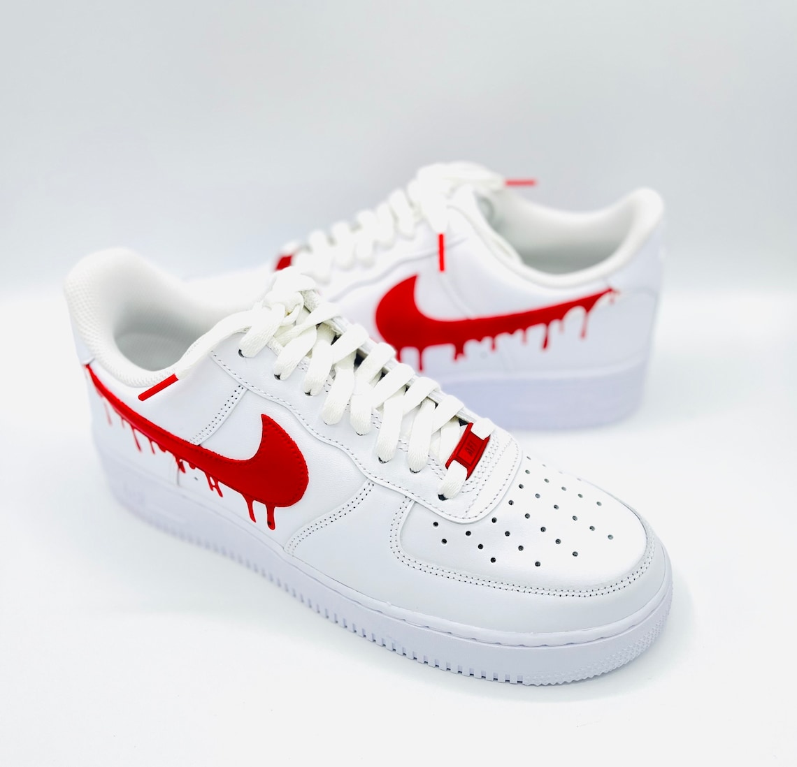 Custom AF1 Nike Air Force 1 Drip Custom Red Swoosh - Etsy