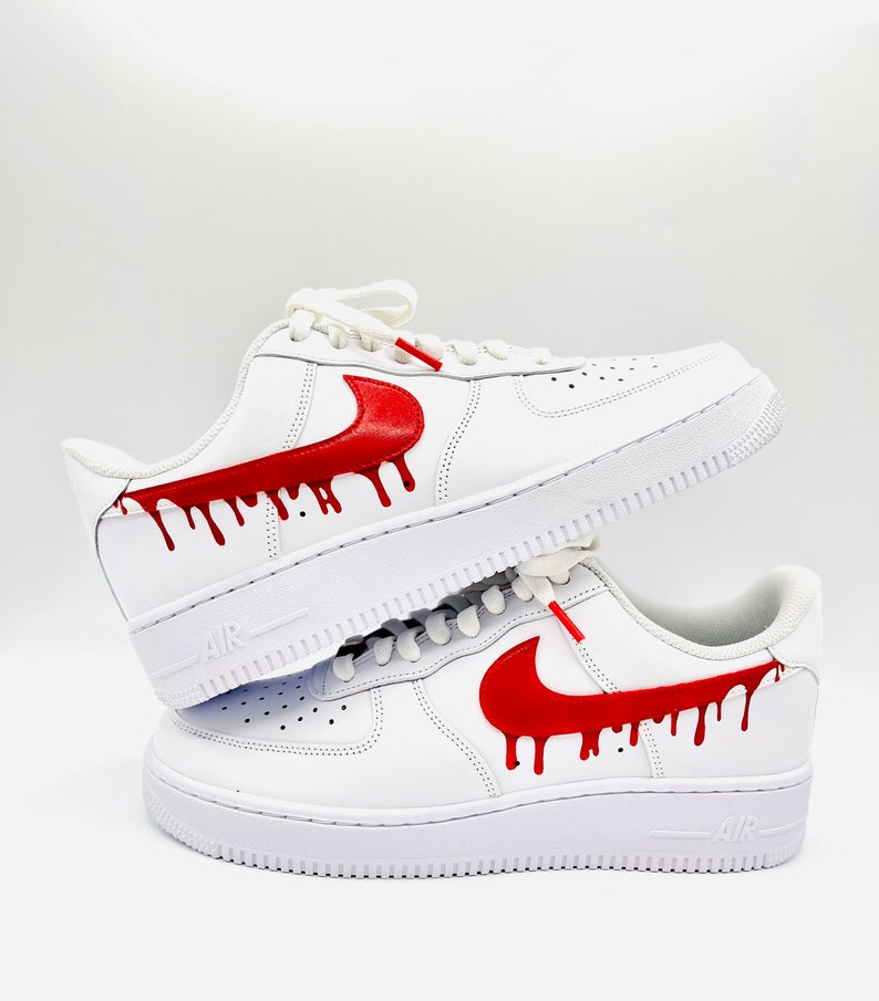 Custom AF1 Nike Air Force 1 Drip Custom Red Swoosh - Etsy