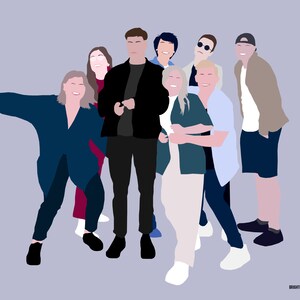 Personalized Cartoon Portrait (group) - Etsy