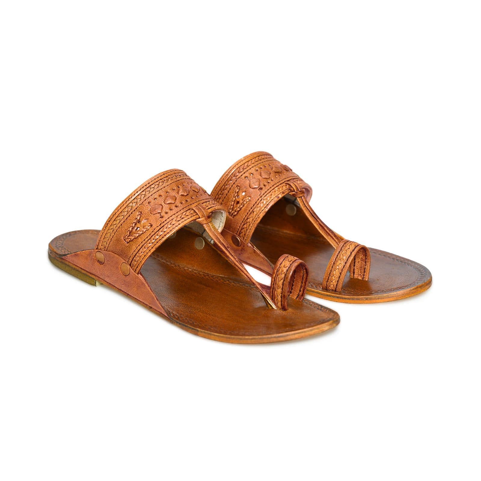 Mens Handmade Leather Kolhapuri Chappal Sandals: Traditional Indian ...