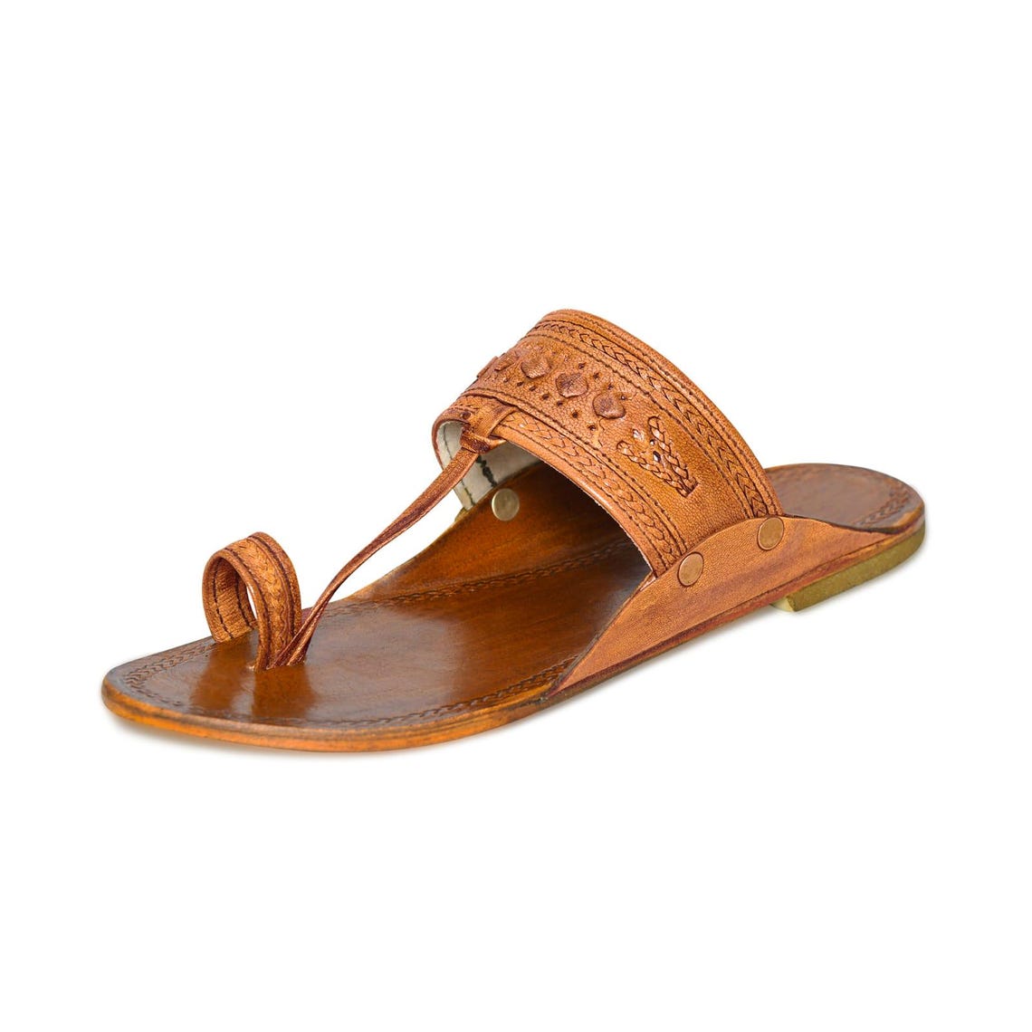 Mens Handmade Leather Kolhapuri Chappal Sandals: Traditional Indian ...