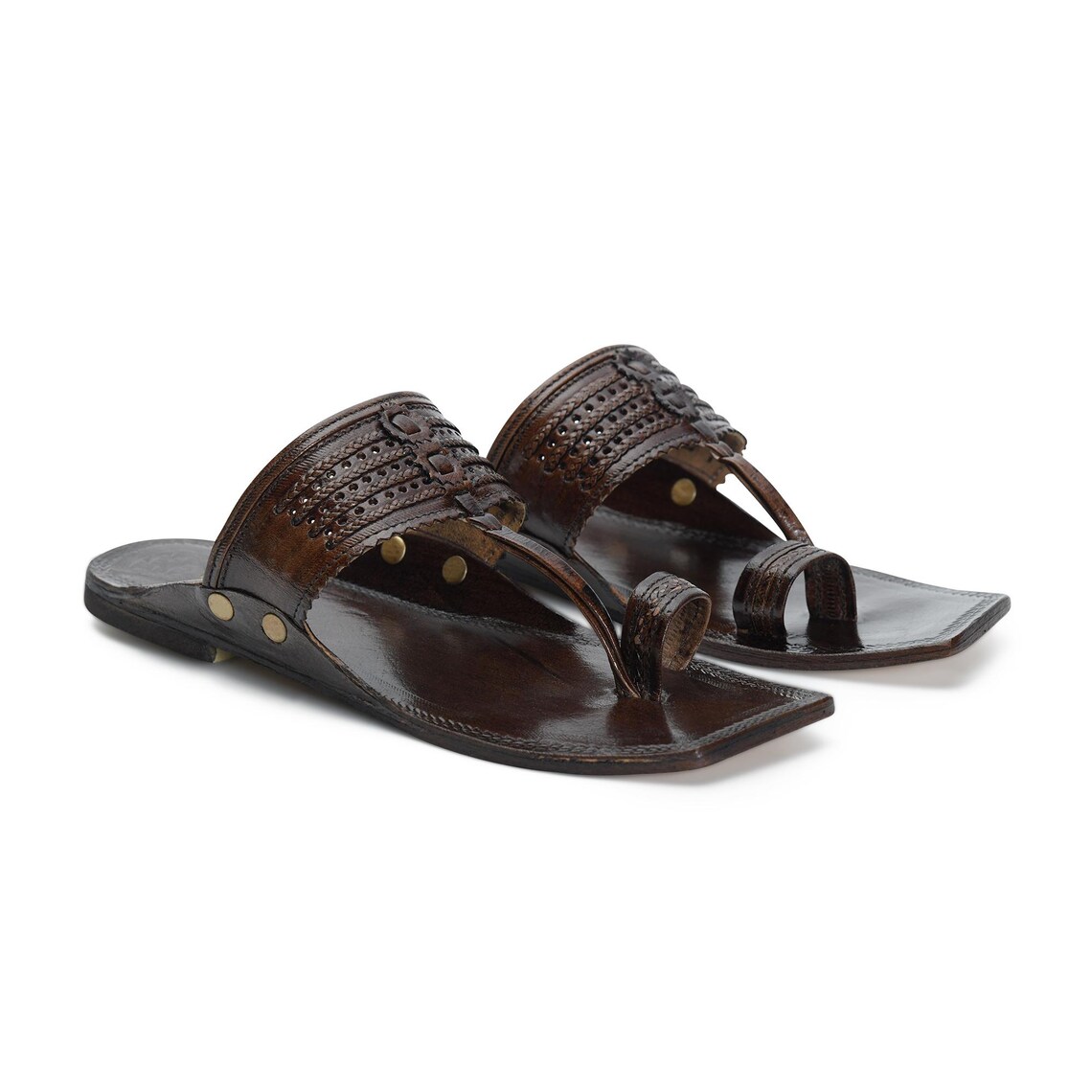 Men's Kolhapuri Chappal: Handmade Leather Indian Sandals - Etsy