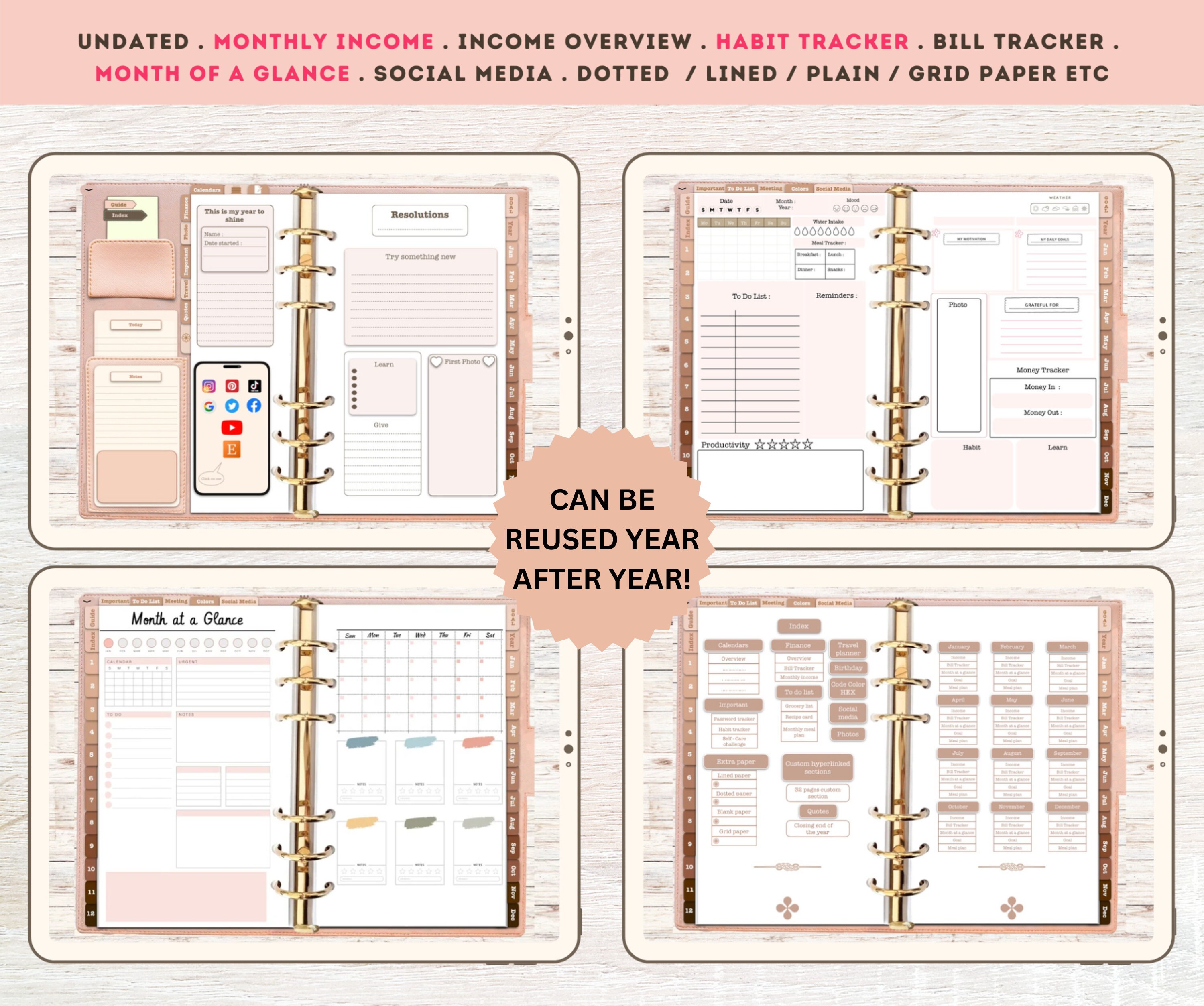 Undated Digital Planner My Best Life Planner Monthly - Etsy
