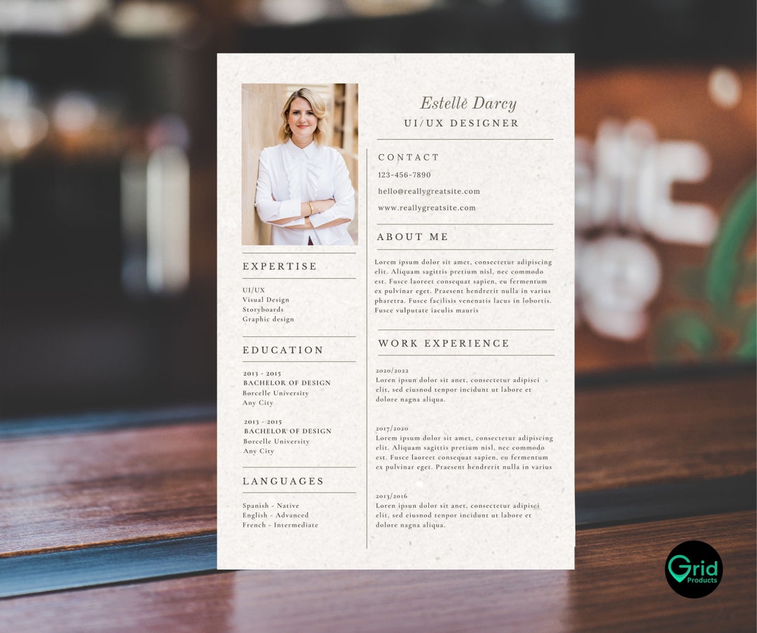 Minimalist Photo Resume Template Professional Modern Resume Template ...