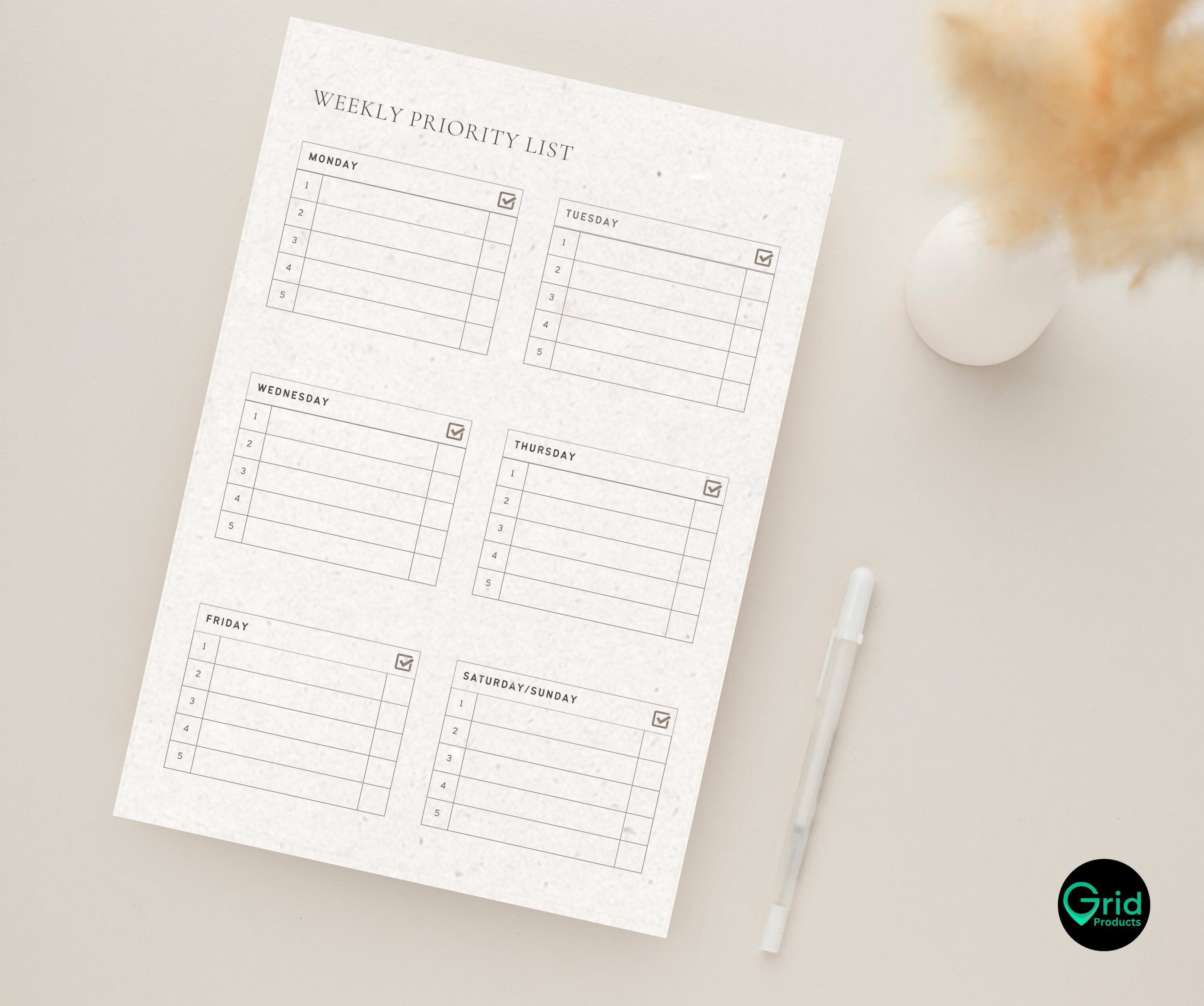 Undated Minimalist Weekly/daily Priority List Tracker Printable Planner ...